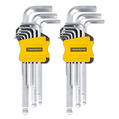 TOUGH MASTER Industrial Hex Key Set 18pcs, Metric Ball End, Metal Allen ...