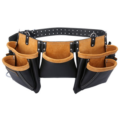 TOUGH MASTER Leather Tool Belt Apron Multi Pocket with Hammer Loop ...