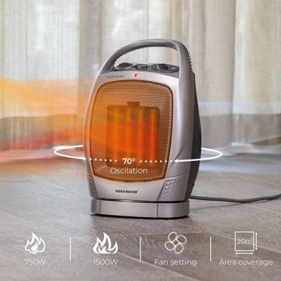 TOUGH MASTER MINI CERAMIC FAN HEATER OSCILLATING 1500W 50 HZ- CERAMIC ...