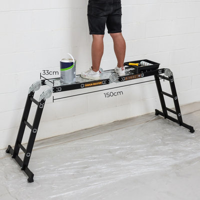 TOUGH MASTER Multi-Purpose Ladder 4 x 3 With Two Safety Platforms, Five ...