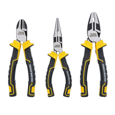 TOUGH MASTER Pliers Set with 6" Needle Nose Pliers, 6" Diagonal Cutting ...