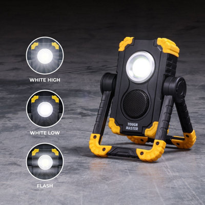 TOUGH MASTER Rechargeable Work Light Wireless Speaker Bluetooth 5 Watt ...