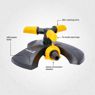 TOUGH MASTER Revolving 3 arm sprinkler 360 degree 3-arm grass lawn ...