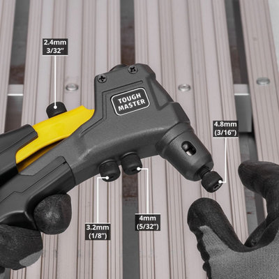 TOUGH MASTER Rivet Gun Set 4-in-1 Heavy Duty Professional Riveter ...