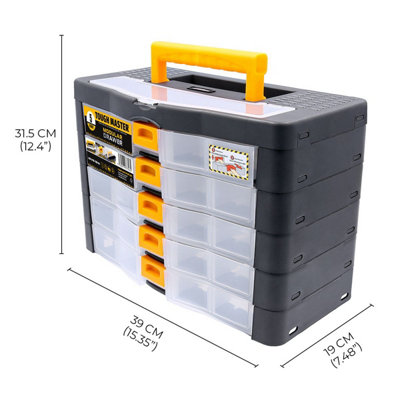 TOUGH MASTER Small Parts Drawer Organiser Multi Drawer Carry Case 5 ...