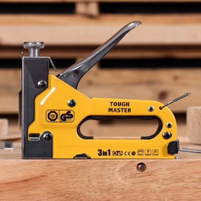 TOUGH MASTER Staple Gun 3 in 1 Heavy Duty Steel Metal Nailer Stapler ...