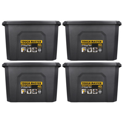 TOUGH MASTER Storage Box with Lid 40L Heavy Duty for Home Workshop Size ...