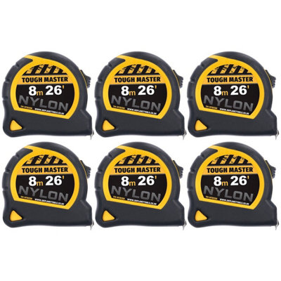 TOUGH MASTER Tape Measure 8M Nylon Pack Of 6