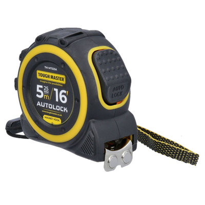 TOUGH MASTER Tape Measure AUTOLOCK with 25mm Magnetic Blade Metric ...