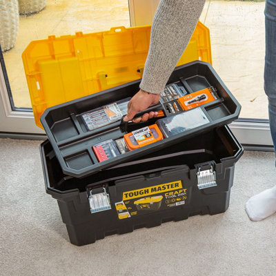 TOUGH MASTER UPT-4032 22" Heavy Duty Plastic Craft Tool Box With Tray ...