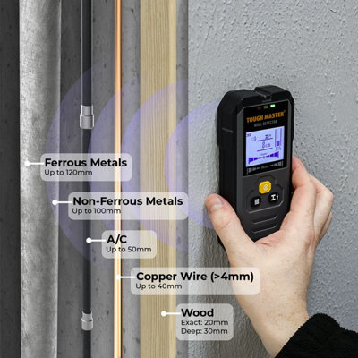 TOUGH MASTER Wall Detector Electronic Stud Finder for Metal, Wire ...