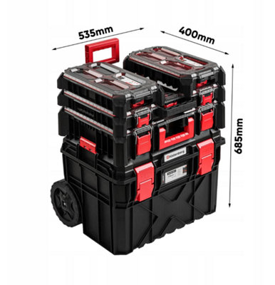 Tough Modular System Mobile Workshop Tool Storage Box Wheels Organiser ...