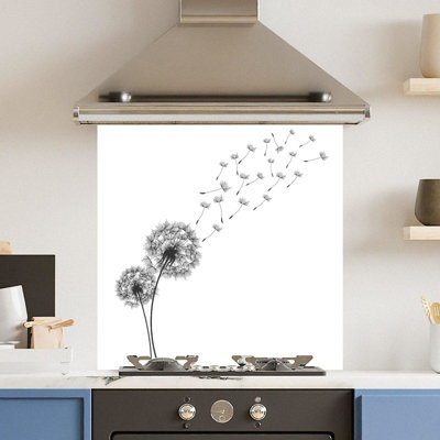 Toughened 6mm Glass Kitchen Splashback 60 x 60cm Dandelion - Polished ...