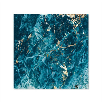 Toughened 6mm Glass Kitchen Splashback 60 x 60cm Dark Blue Gold Marble ...