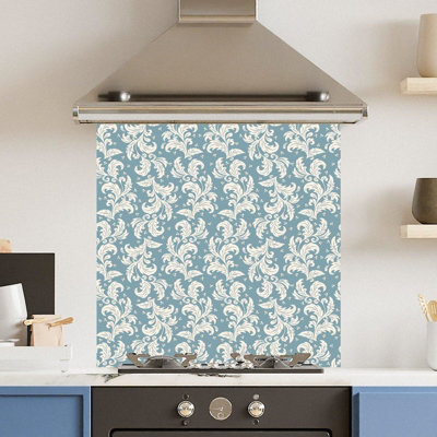 Toughened 6mm Glass Kitchen Splashback 60 x 60cm Floral Pattern ...