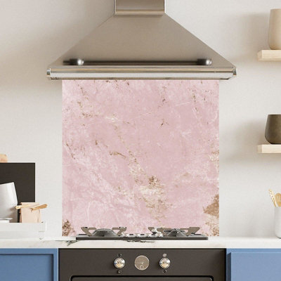 Buy Toughened 6mm Glass Kitchen Splashback 60 x 60cm Pink Gold Marble ...