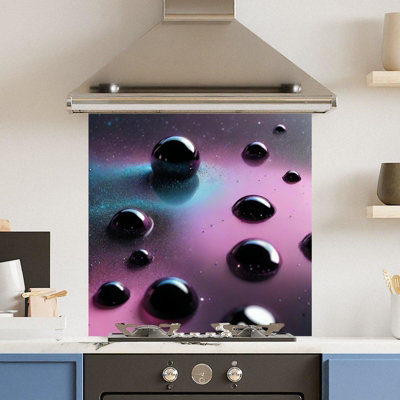Toughened 6mm Glass Kitchen Splashback 60 x 60cm Purple Drops ...