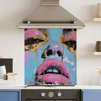 Toughened 6mm Glass Kitchen Splashback 60 x 65cm Blue Face - Polished ...