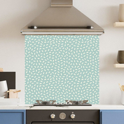 Toughened 6mm Glass Kitchen Splashback 70 x 65cm Green Dot Pattern ...