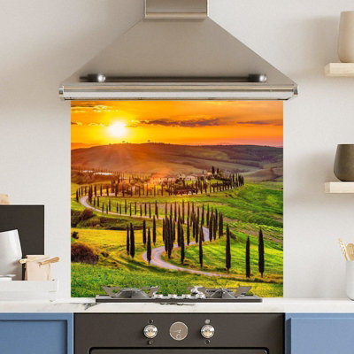 Toughened 6mm Glass Kitchen Splashback 70 x 65cm Italian Field ...