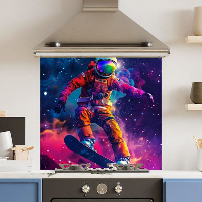 Buy Toughened 6mm Glass Kitchen Splashback 70 x 65cm Space Surfer ...