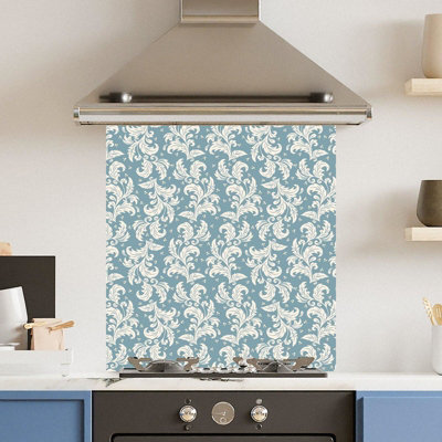 Buy Toughened 6mm Glass Kitchen Splashback 70 x 75cm Floral Pattern ...