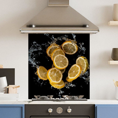 Buy Toughened 6mm Glass Kitchen Splashback 70 x 75cm Lemon Splash ...