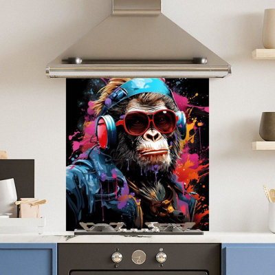 Toughened 6mm Glass Kitchen Splashback 70 x 75cm Monkey Splash ...