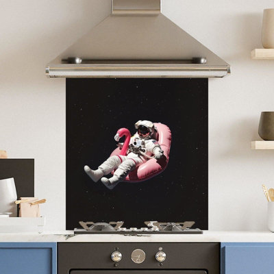 Toughened 6mm Glass Kitchen Splashback 70 x 75cm Space Flamingo ...