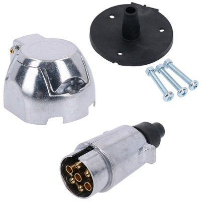 Tow Bar Electrics 7 pin 12v N Type Metal Socket Plug & Gasket Trailer ...