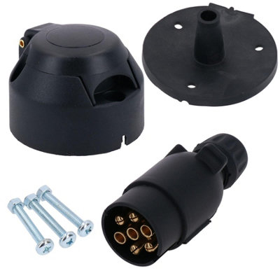 Tow Bar Electrics 7 pin 12v N Type PLASTIC Socket Plug & Gasket Trailer ...