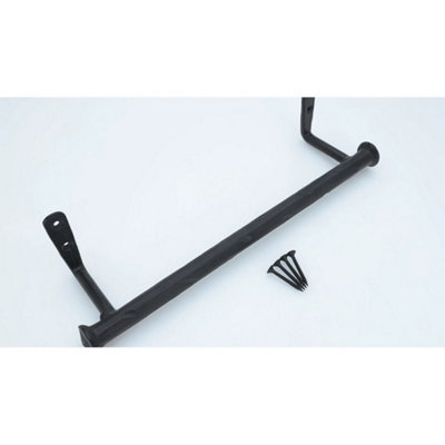 Towel Holder Rail Wall Mounted Vintage Matt Black Iron Kitchen Bathroom ...