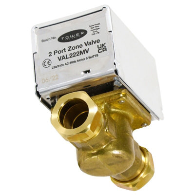 TOWER 22MM MOTORISED 2 PORT INLINE ZONE VALVE FOR CENTRAL HEATING ...