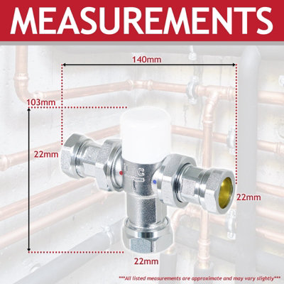 Tower 22mm TMV Thermostatic Mixing Valve Water Supply Blending ...