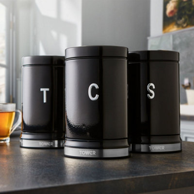 Tower Belle Set of 3 Canisters Noir