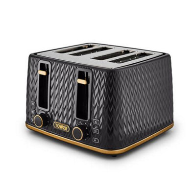 Tower Empire Kettle and 4 Slice Toaster Set Black