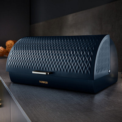 Tower Empire Roll Top Bread Bin Midnight Blue