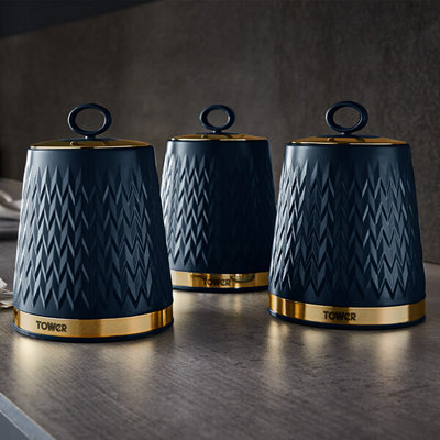 Tower Empire Set of 3 Canisters Midnight Blue