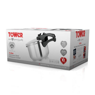 Tower Pressure Cooker with Steamer Basket Stainless Steel