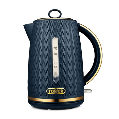 Tower T10052MNB Empire 3KW 1.7L Kettle Midnight Blue Brass Accents