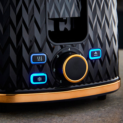 Tower T20054BLK Empire 2 Slice Toaster Black with Brass Accents