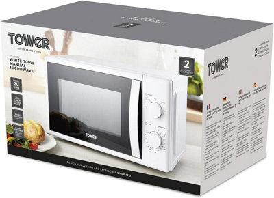 Tower T24034WHT 20 Liter 700W Manual Microwave Oven with 5 Power Levels ...