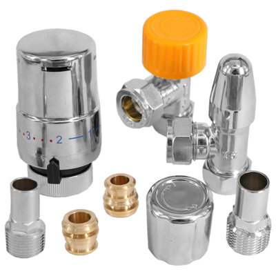 Tower Thermostatic Radiator Valve Angled TRV Rad Lockshield Chrome ...