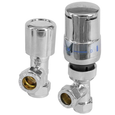 Tower Thermostatic Radiator Valve Angled TRV Rad Lockshield Chrome ...