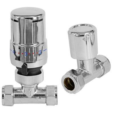 Tower Thermostatic Radiator Valve Straight TRV Rad Lockshield Chrome ...