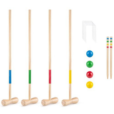 Toyrific Grasshopper Games Wooden Croquet Set, 4 Mallets with 4 Balls ...