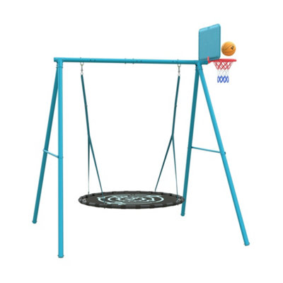 TP Deluxe Double Metal Swing with Giant Nest seat & basketball hoop