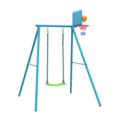 TP Deluxe Single Metal Swing with 3 in 1 seat and basketball hoop