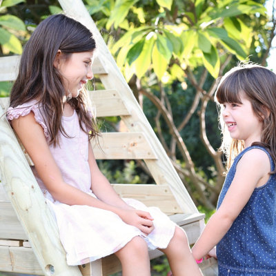 TP Knightswood Triple Wooden Swing & Slide Set With Glide Ride & Button ...