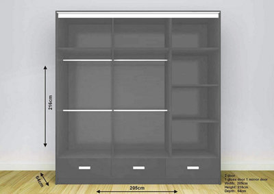 Track-D Bedroom Sliding Wardrobe - LED Light - Ample Storage Space ...